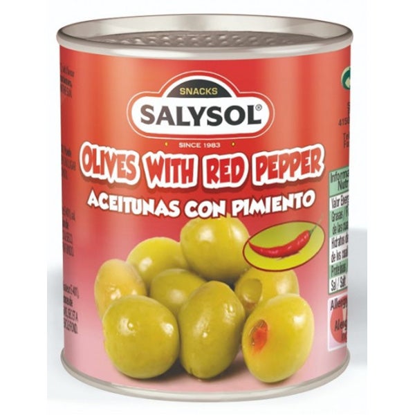 Salysol Groene olijven gevuld met rode peper 120g